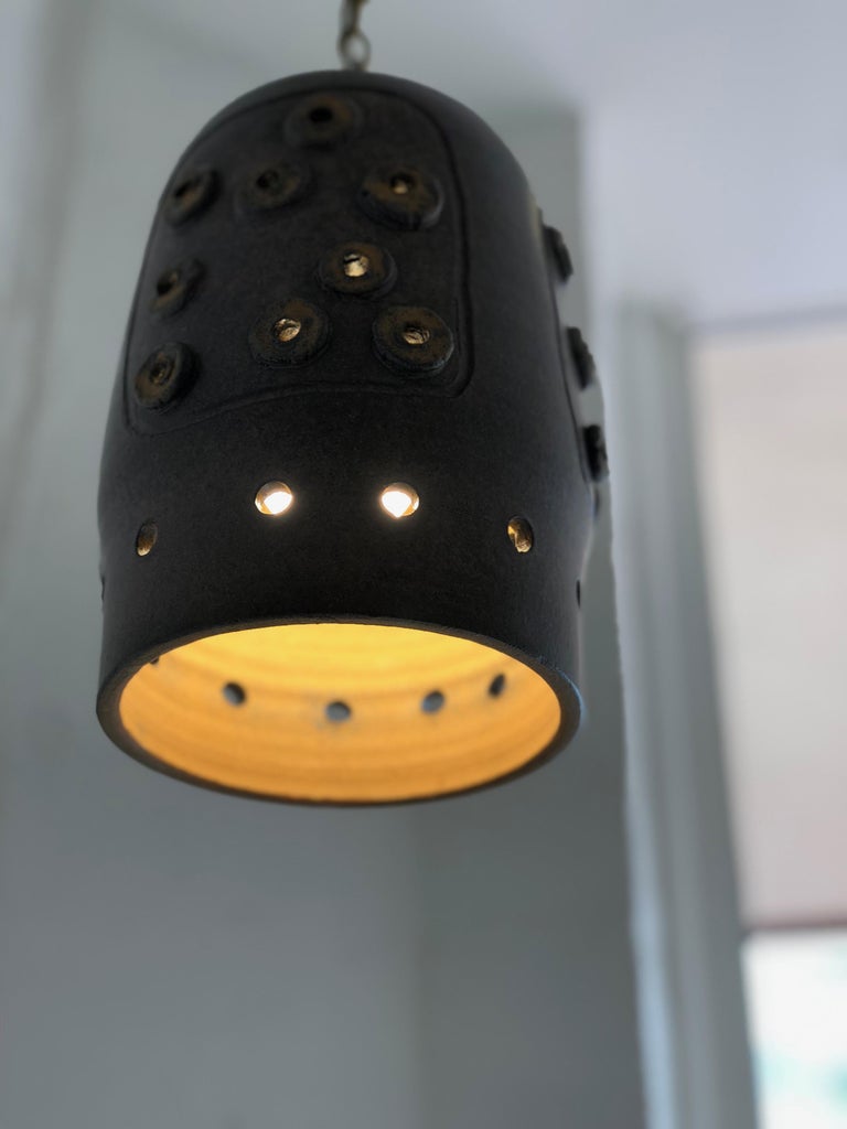 Studio Pottery Ceramic Pendant Light For Sale at 1stDibs
