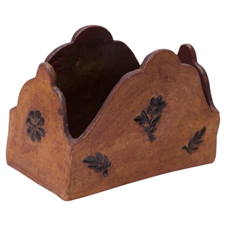 Studio Pottery Incised Stoneware Box Signed "Polk 70" For Sale at 1stDibs