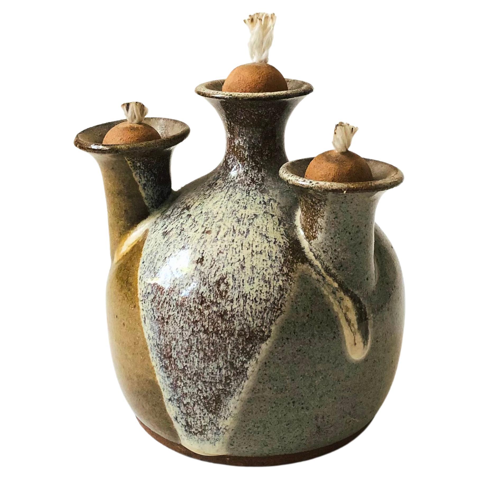 Studio Pottery Oil Lamp For Sale at 1stDibs