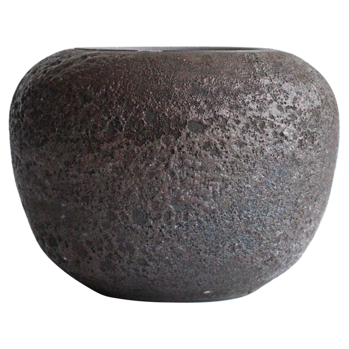 Brown and Black Glazed Studio Pottery Weed Pot by Sakamoto at 1stDibs