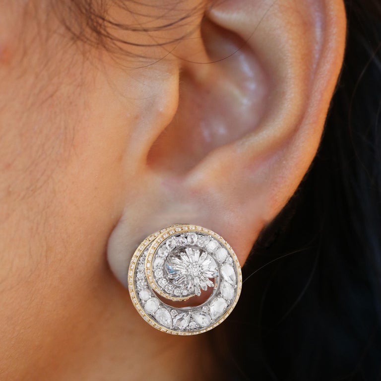 Studio Rêves Sea Shell Inspired Diamond Stud Earrings in 18 Karat Gold ...