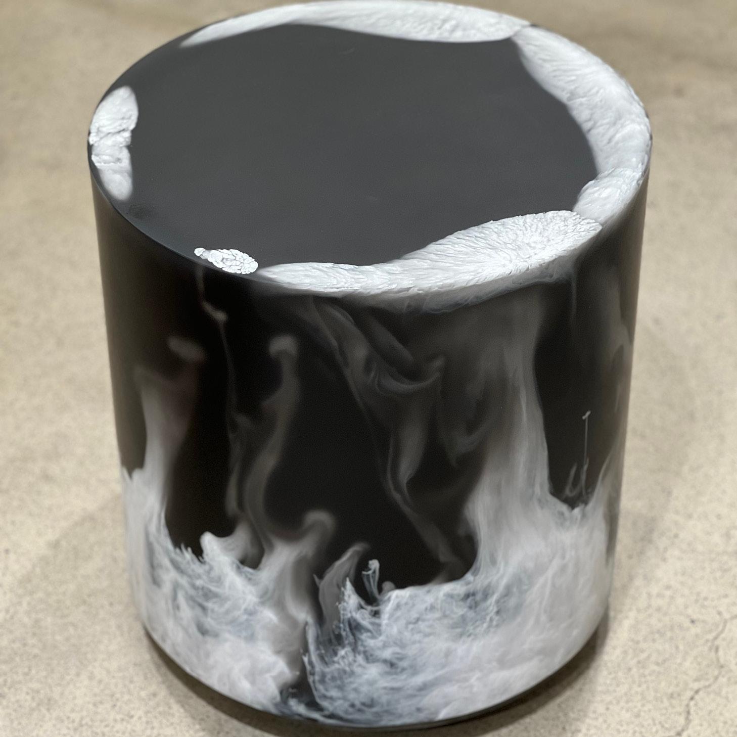 Studio Sturdy Chief Round Side Table – Charcoal and White Marble Resin ...