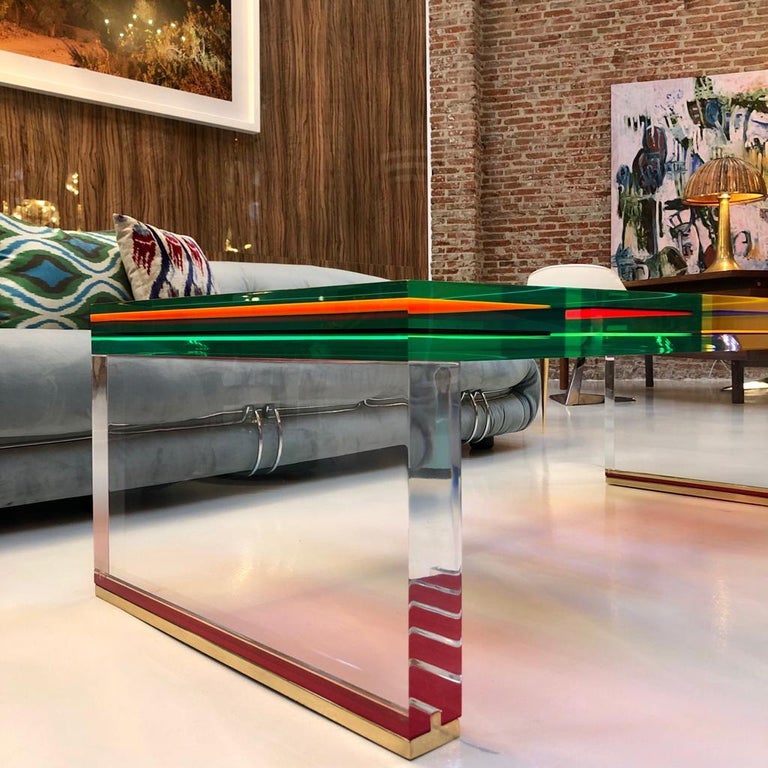 Studio Superego Modern Multicolor Plexiglass and Brass Feet Italian ...