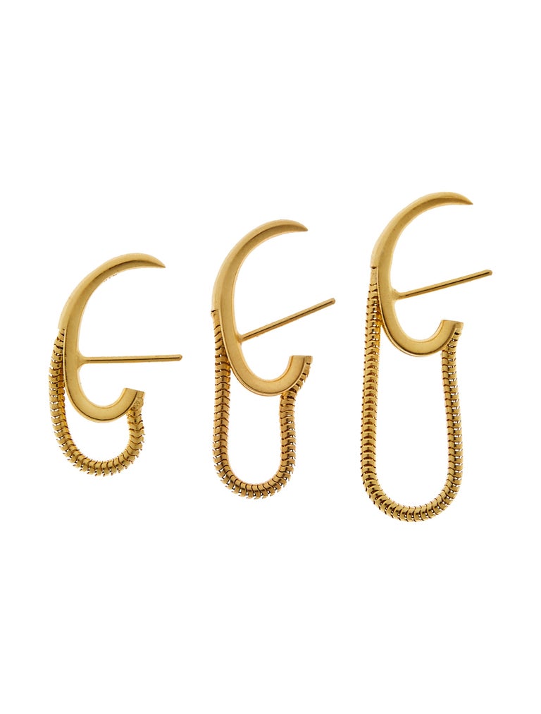 Studs Mini Small Round Shape Hoops Snake Chain Gold-Plated Silver Greek ...