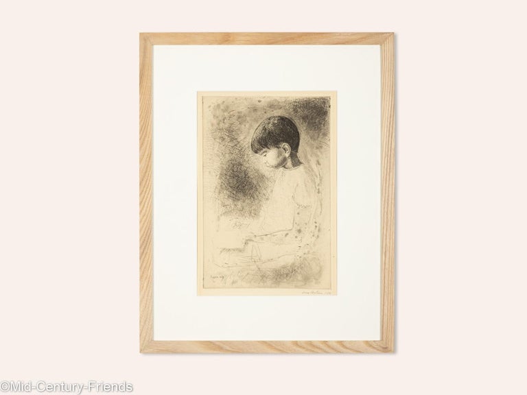 Study of A Boy by Louis Bastin etching on paper For Sale at 1stDibs
