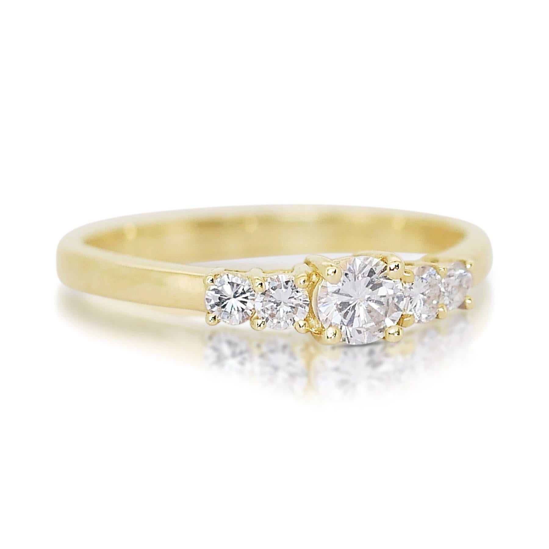 Stunning 0.58ct Triple Excellent Ideal Cut Diamonds 5-Stone Ring For ...