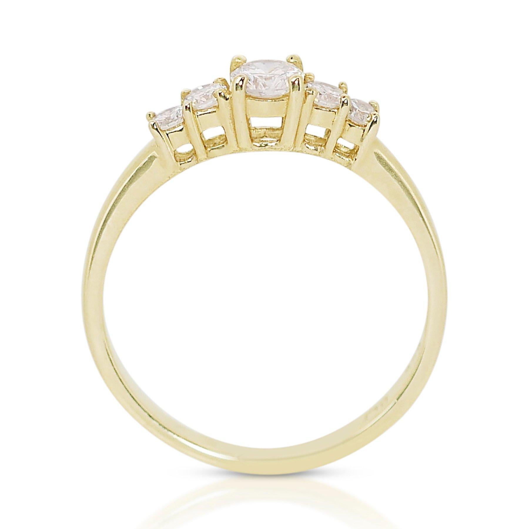 Stunning 0.58ct Triple Excellent Ideal Cut Diamonds 5-Stone Ring For ...