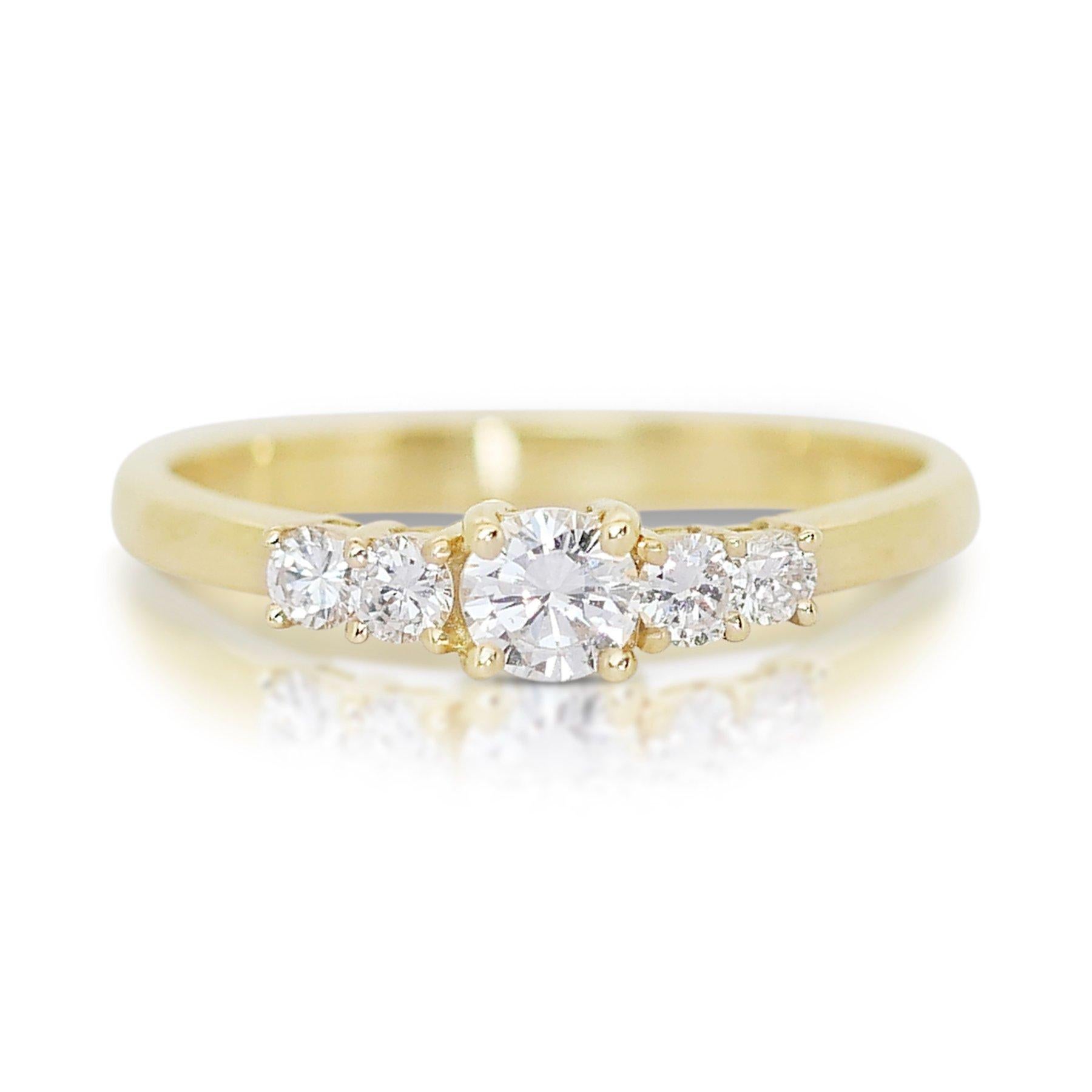 Stunning 0.58ct Triple Excellent Ideal Cut Diamonds 5-Stone Ring For ...