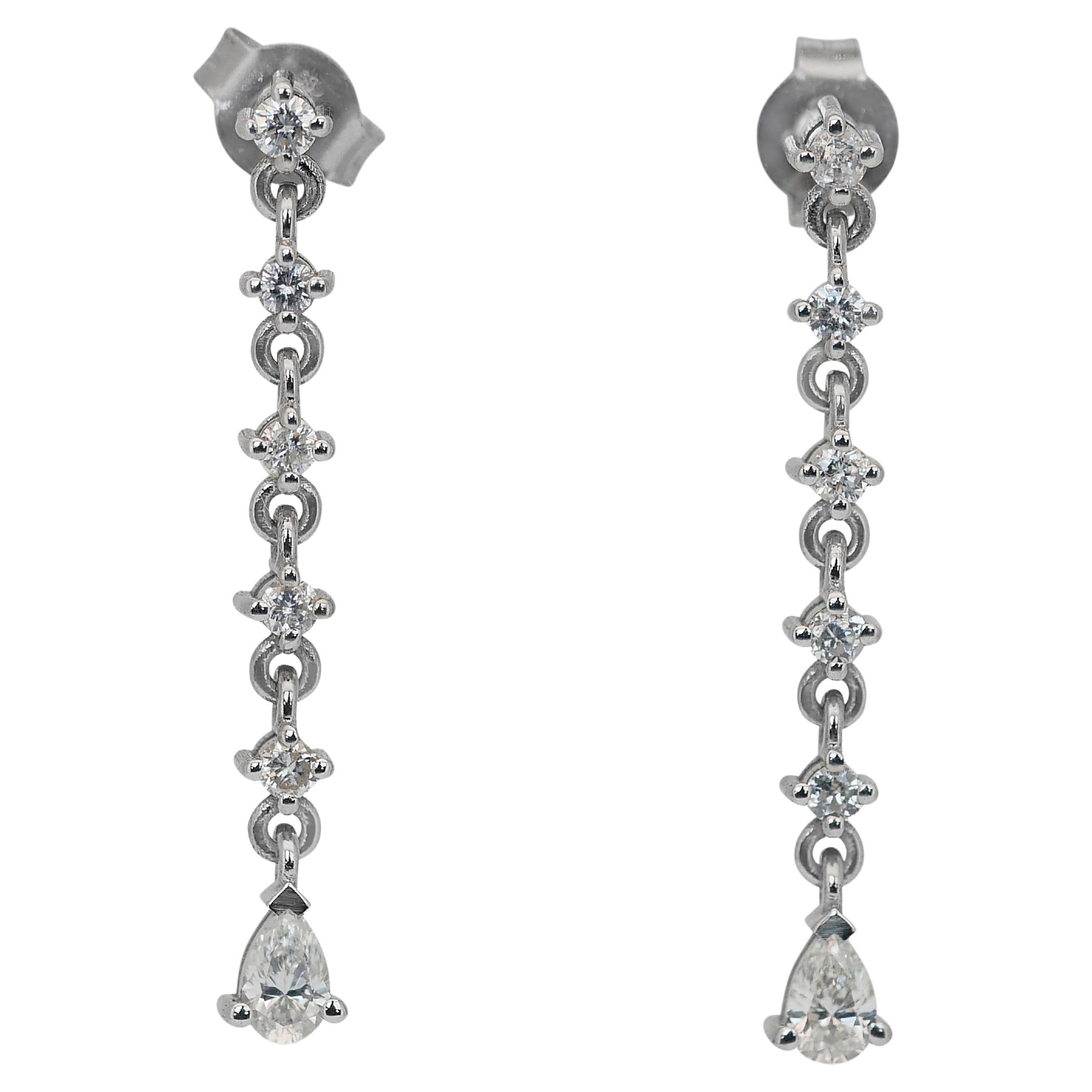 Elegant 1.57ct Diamonds Drop Earrings in 18k White Gold - GIA Certified ...