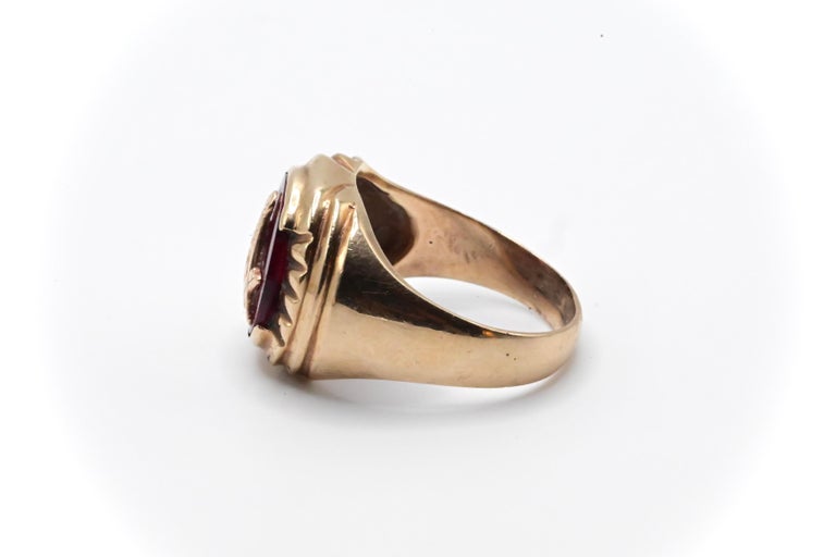 Stunning 10k Gold and Garnet Masonic Ring For Sale at 1stDibs