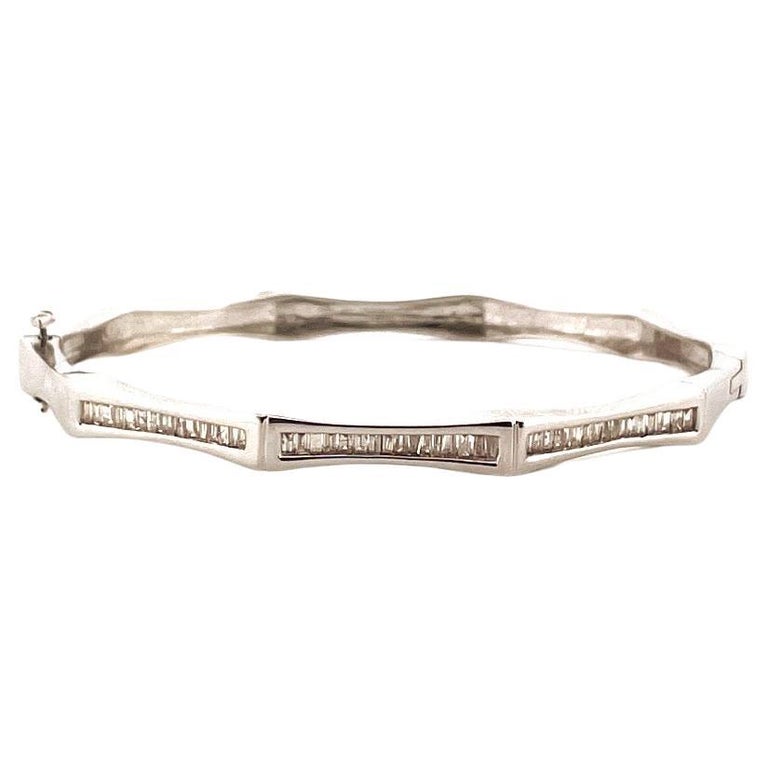 Stunning 14k White Gold Diamond Bangle For Sale at 1stDibs