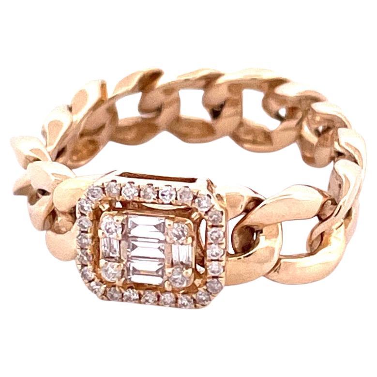 Stunning 14k Yellow Gold Chain Ring For Sale at 1stDibs