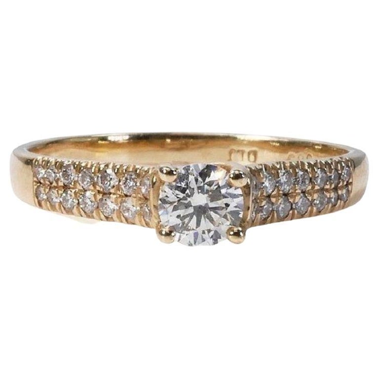 Stunning 14k Yellow Gold Ring with 0.49 Total Carat Natural Diamonds ...