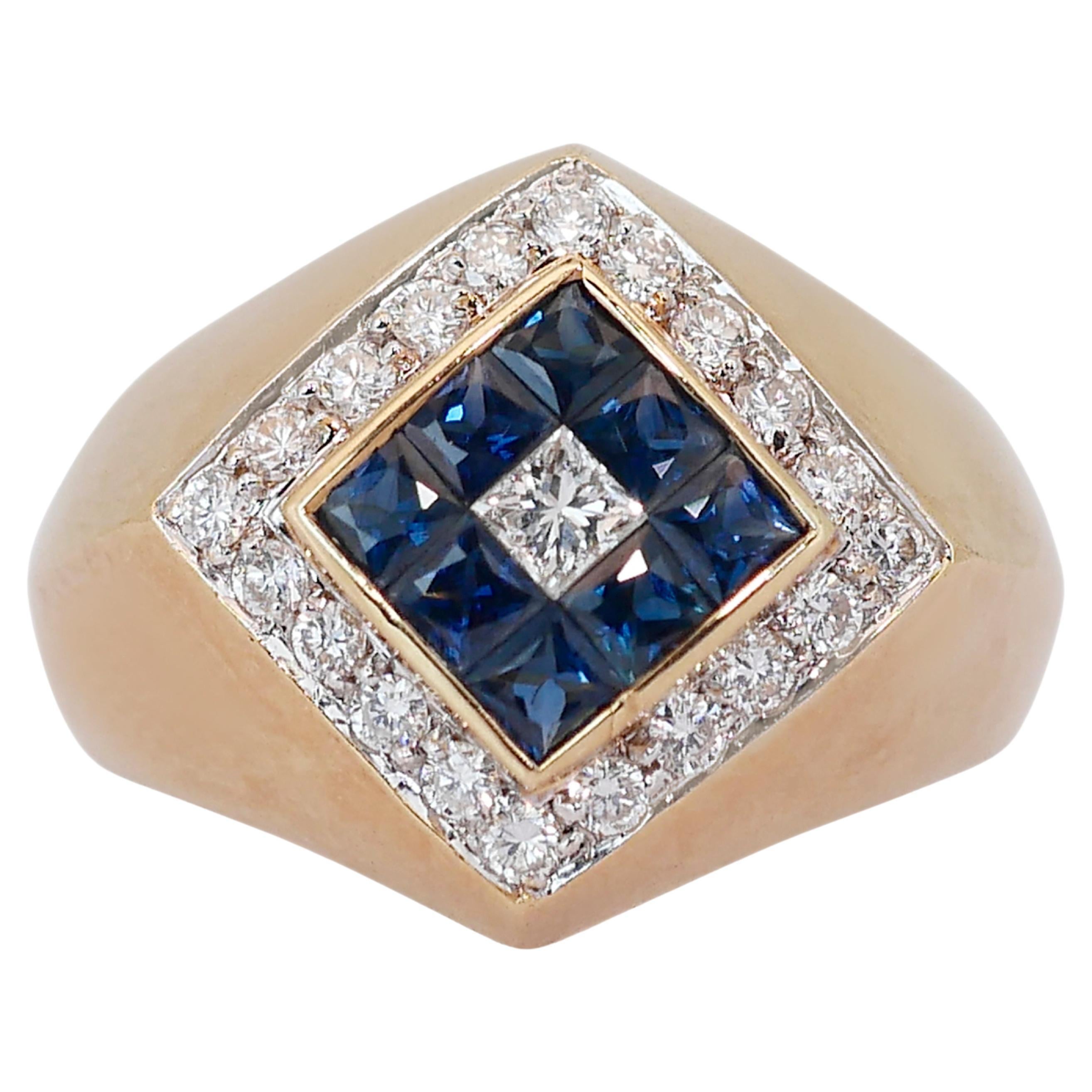 18K Yellow Gold Diamond Cluster Ring 1.50ct For Sale at 1stDibs