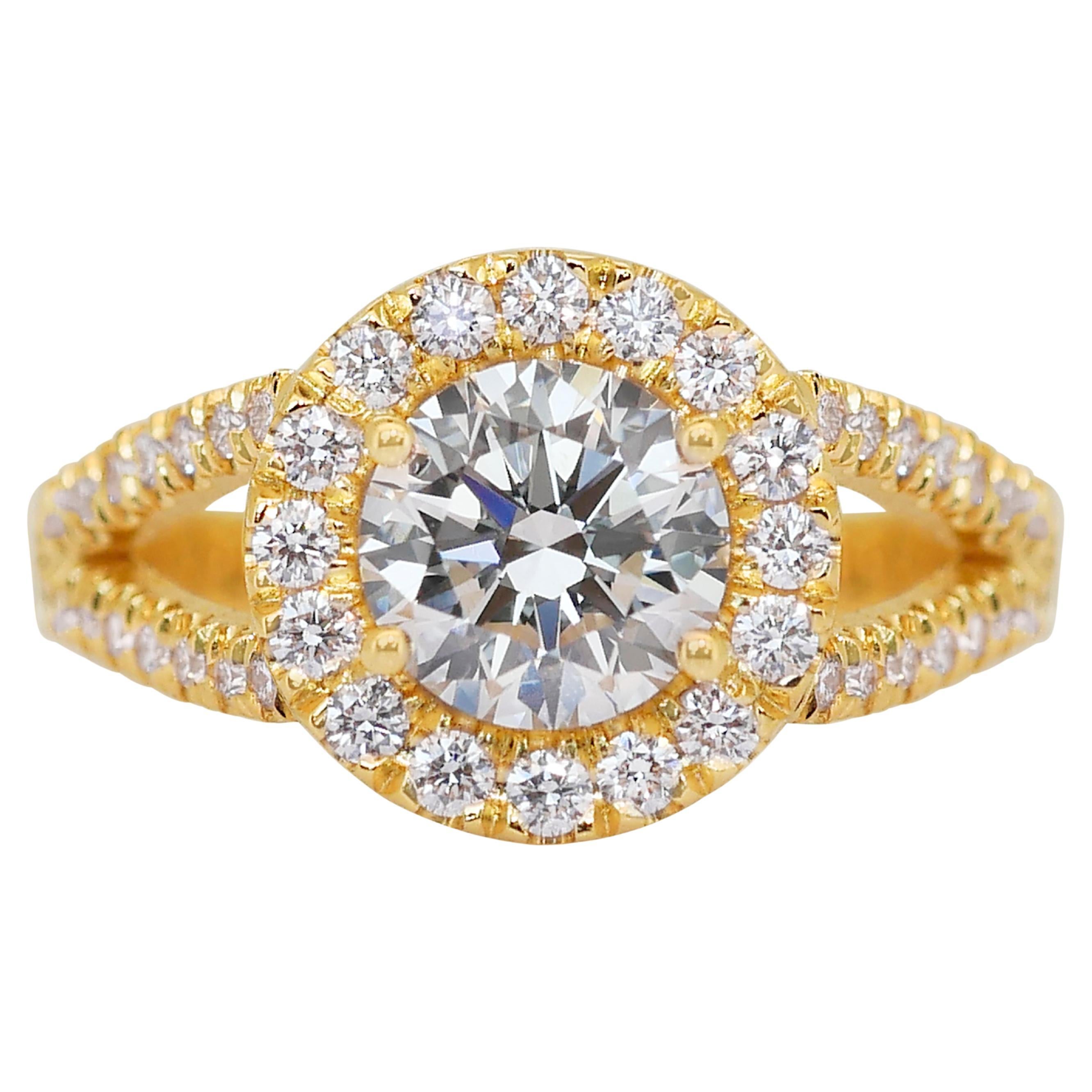 Stunning 4.06ct Diamonds Heart-Shaped Halo Ring in 18k Yellow Gold For ...