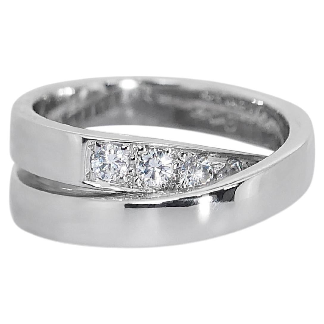 18 kt. White Gold Square Ring Set with 1.30 Ct. Diamonds For Sale at ...