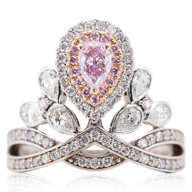 Stunning 18k White Gold Crown-Style Ring with 1.32 ct Natural Diamonds ...