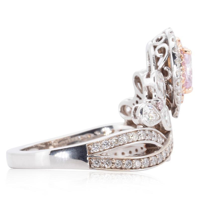 Stunning 18k White Gold Crown-Style Ring with 1.32 ct Natural Diamonds ...