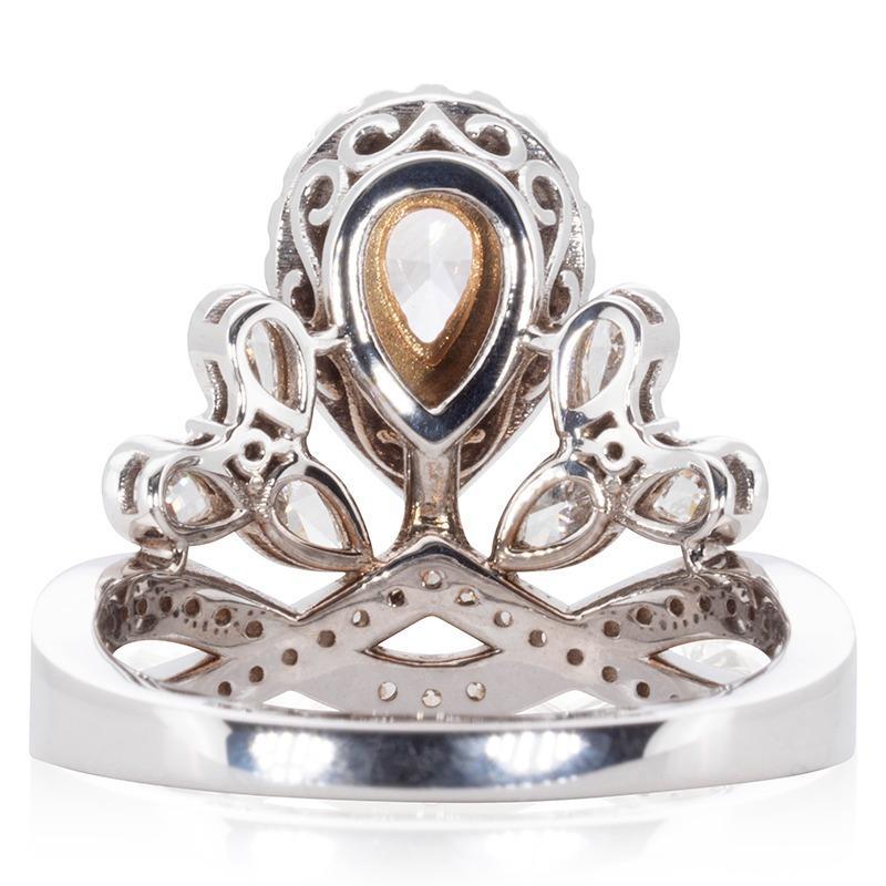 Stunning 18k White Gold Crown-Style Ring with 1.32 ct Natural Diamonds ...