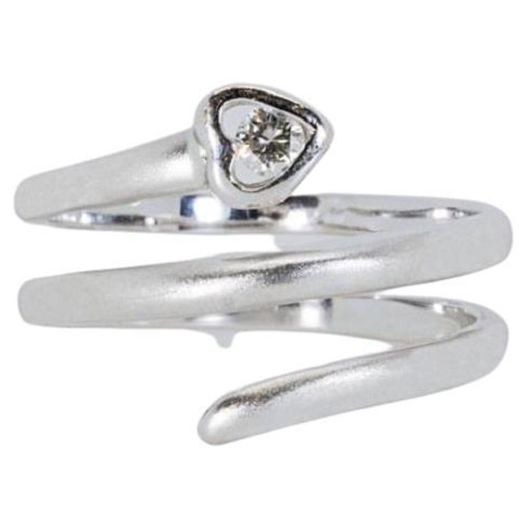 Stunning 18K White Gold Diamond Spiral Ring with 0.05 ct Natural ...