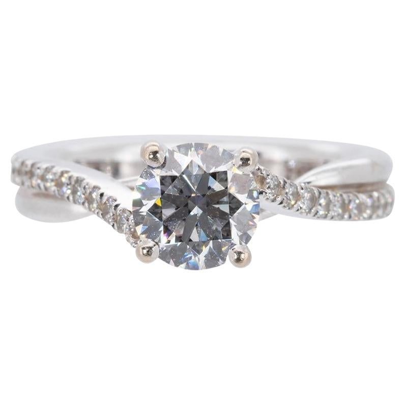 Stunning 18K White Gold Ring with 0.30 Ct Natural Diamond, GIA ...