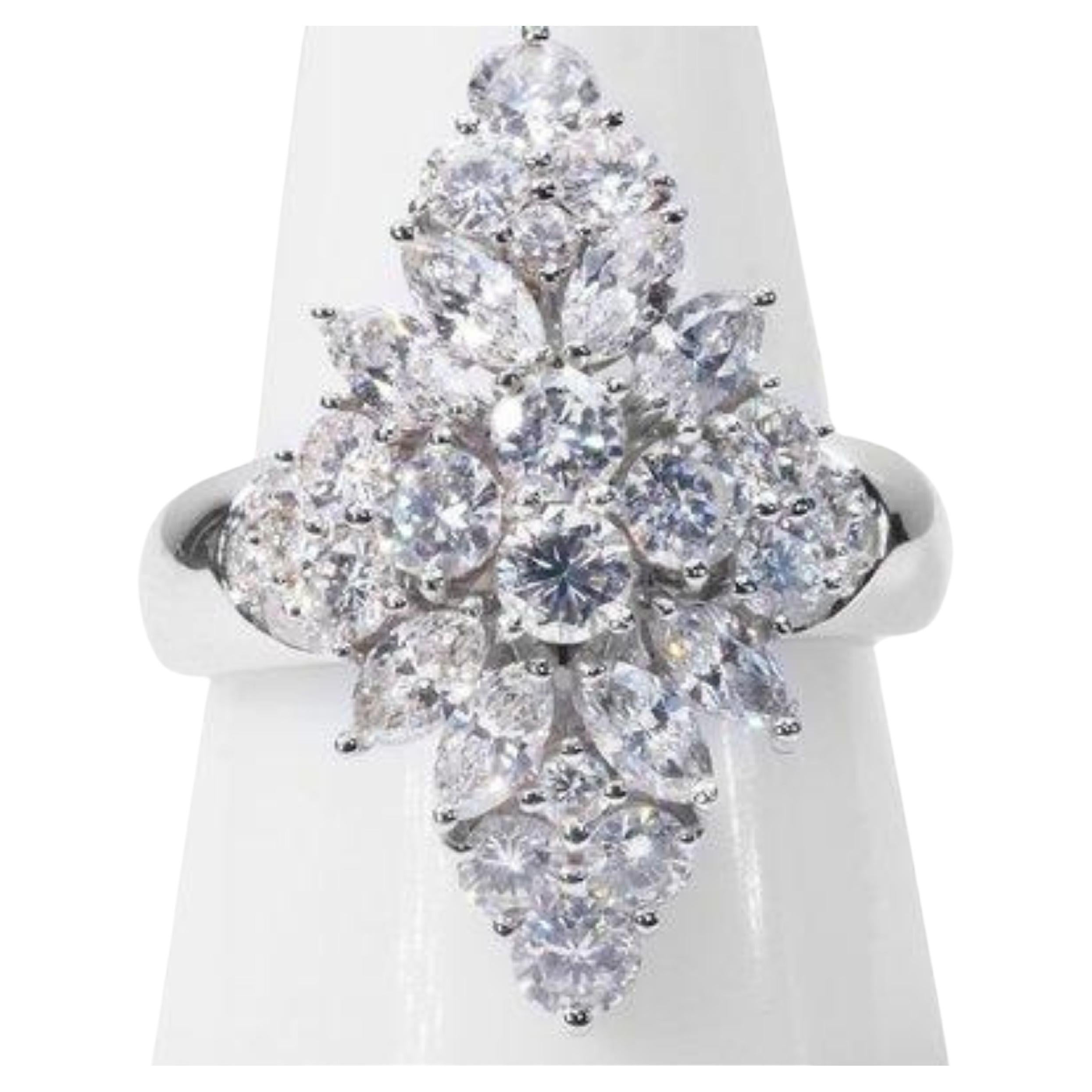 Stunning 18k White Gold Ring witth 2.50ct. Round Brilliant Art Deco ...
