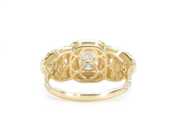 Stunning 18K Yellow Gold Art Deco Ring with 2.39 Ct Natural Diamonds ...