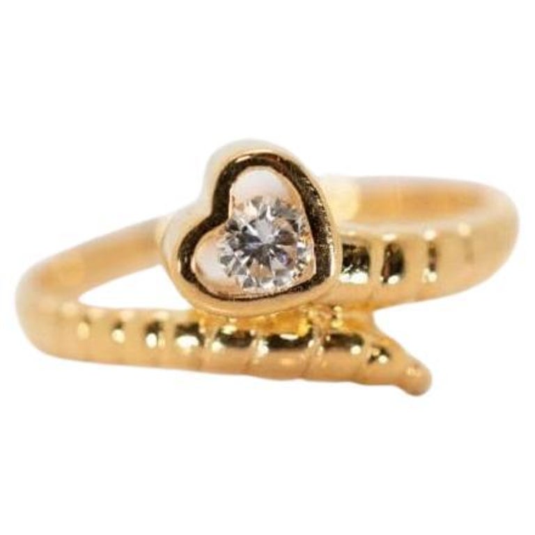 Stunning 18K Yellow Gold Heart Ring with 0.13 Ct Natural Diamonds at ...