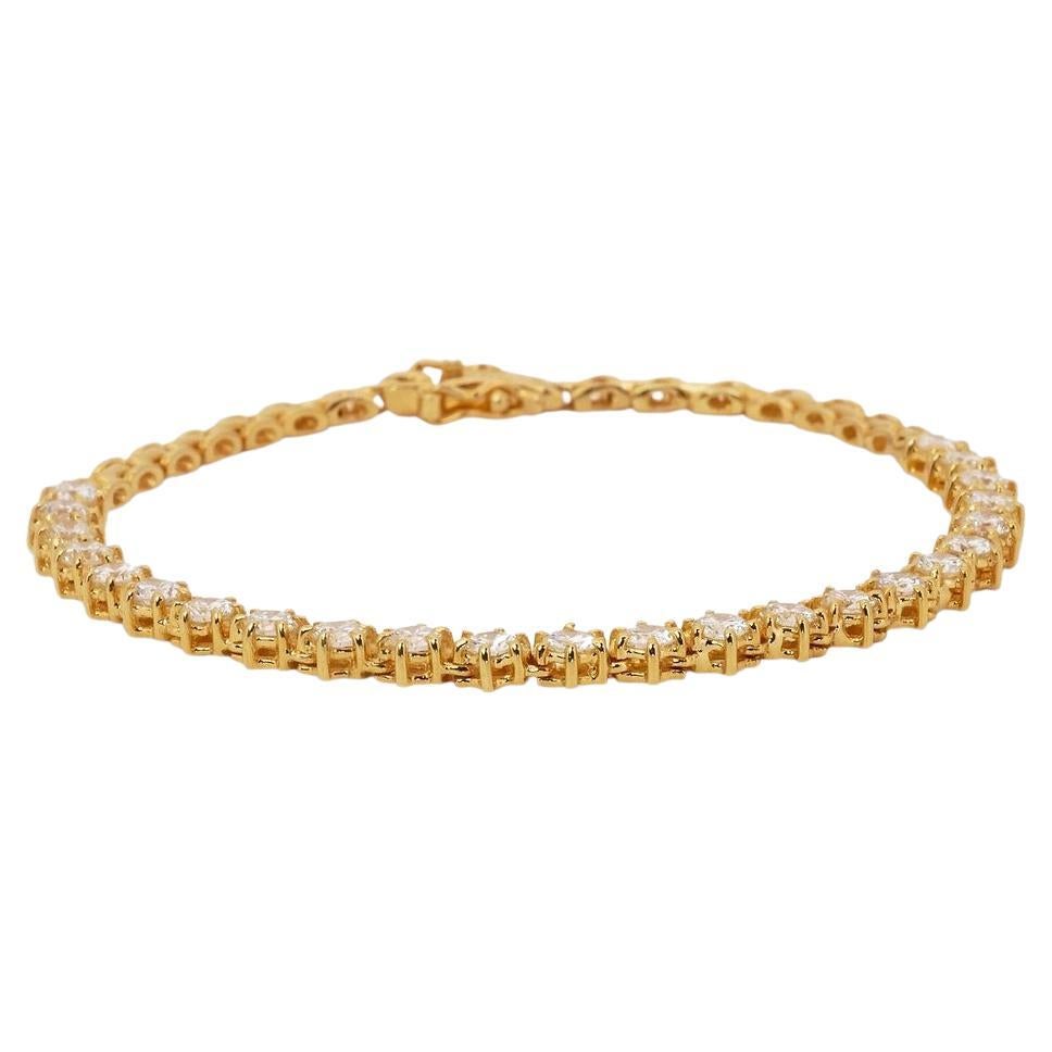Stunning 18k Yellow Gold Tennis Bracelet With 2 40 Ct Natural Diamonds