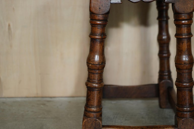 Stunning 18th Century circa 1760 English Oak Jointed Stool or Side End ...
