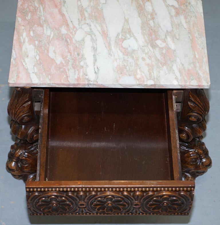Stunning 18th Century Style Side Table Lion Head Carved Wood Legs ...