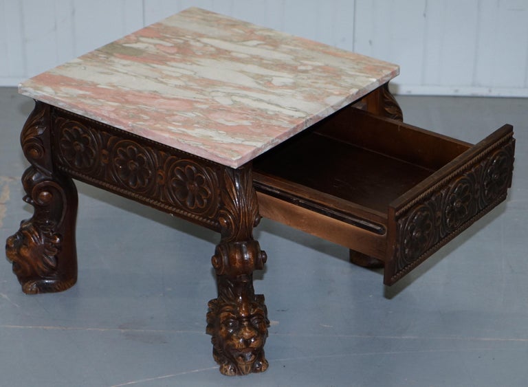 Stunning 18th Century Style Side Table Lion Head Carved Wood Legs ...