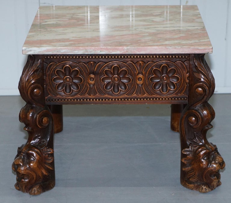 Stunning 18th Century Style Side Table Lion Head Carved Wood Legs ...