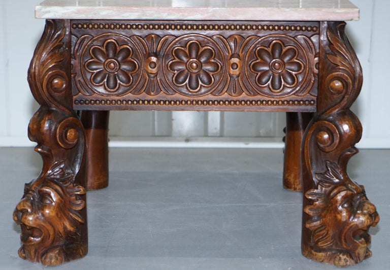 Stunning 18th Century Style Side Table Lion Head Carved Wood Legs ...