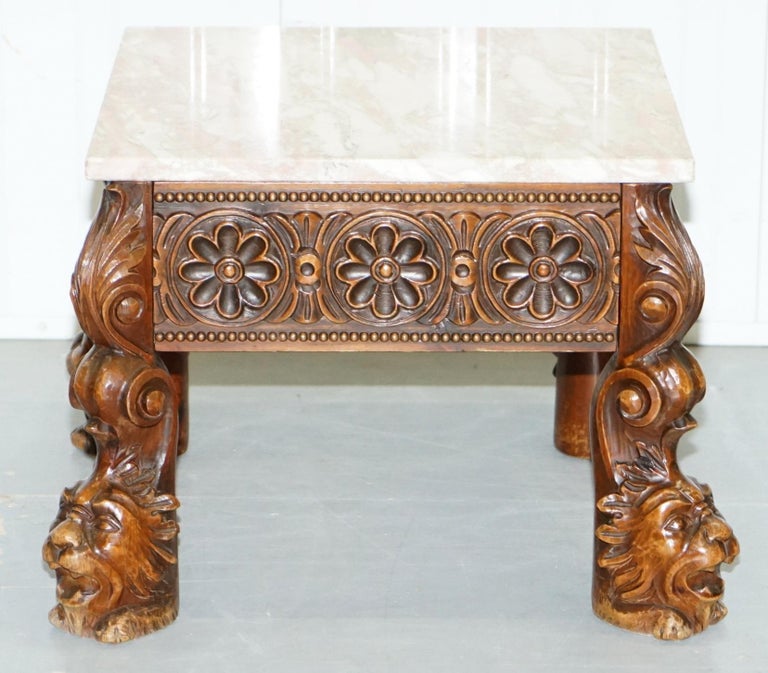 Stunning 18th Century Style Side Table Lion Head Carved Wood Legs ...