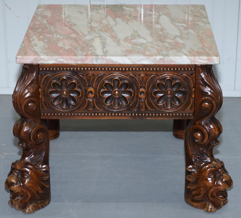 Stunning 18th Century Style Side Table Lion Head Carved Wood Legs ...