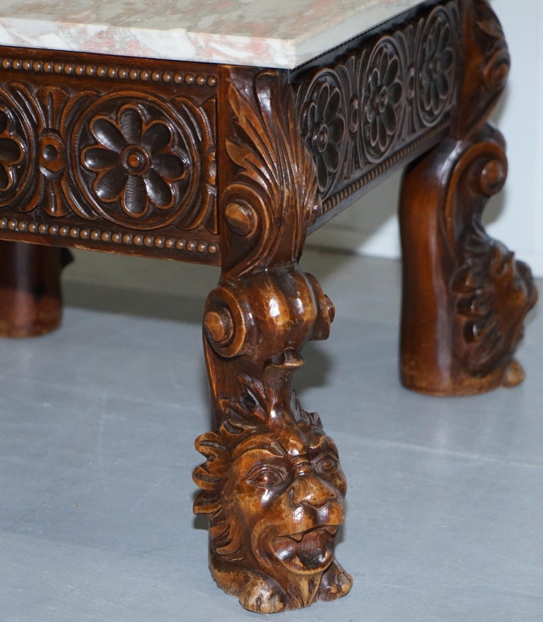 Stunning 18th Century Style Side Table Lion Head Carved Wood Legs ...
