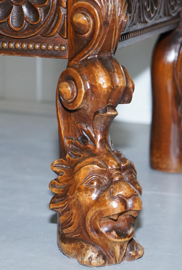 Stunning 18th Century Style Side Table Lion Head Carved Wood Legs ...