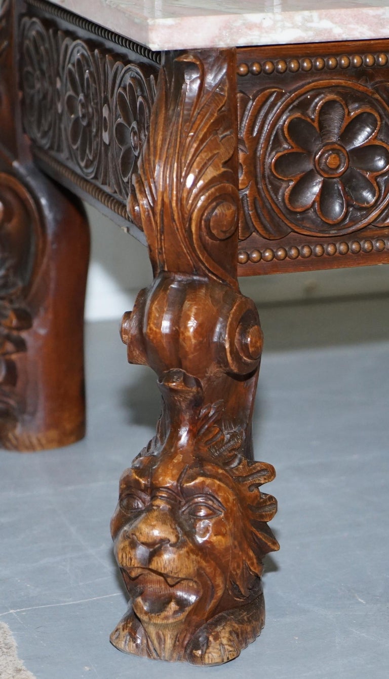 Stunning 18th Century Style Side Table Lion Head Carved Wood Legs ...