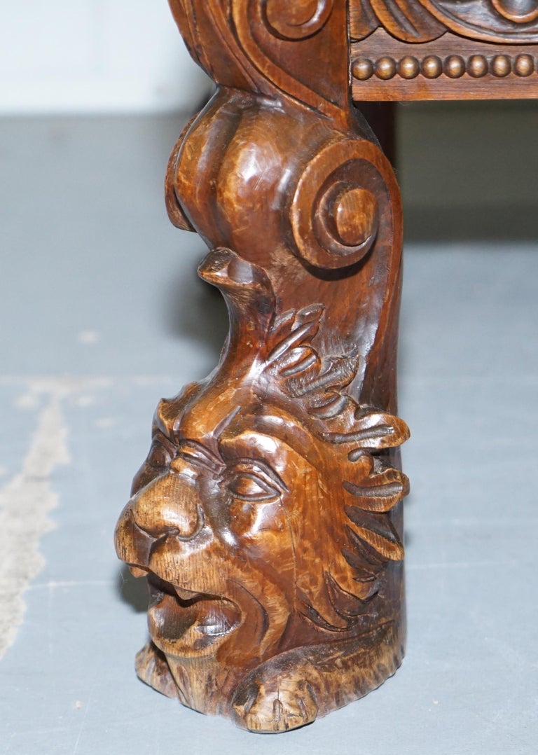 Stunning 18th Century Style Side Table Lion Head Carved Wood Legs ...