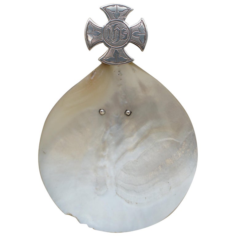 STUNNING 1931 STERLING SILVER MOTHER OF PEARL BAPTISMAL SHELL BAPTISM ...
