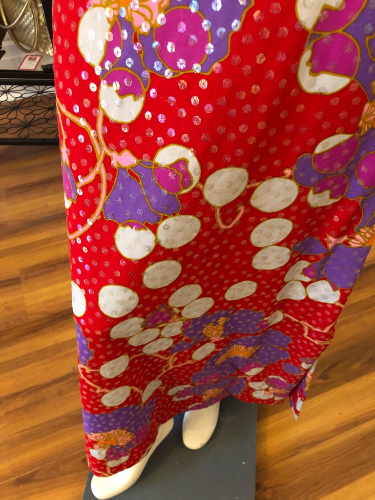 Stunning 1960s Anne Fogarty Sequin Floral Design Long Dress at 1stDibs