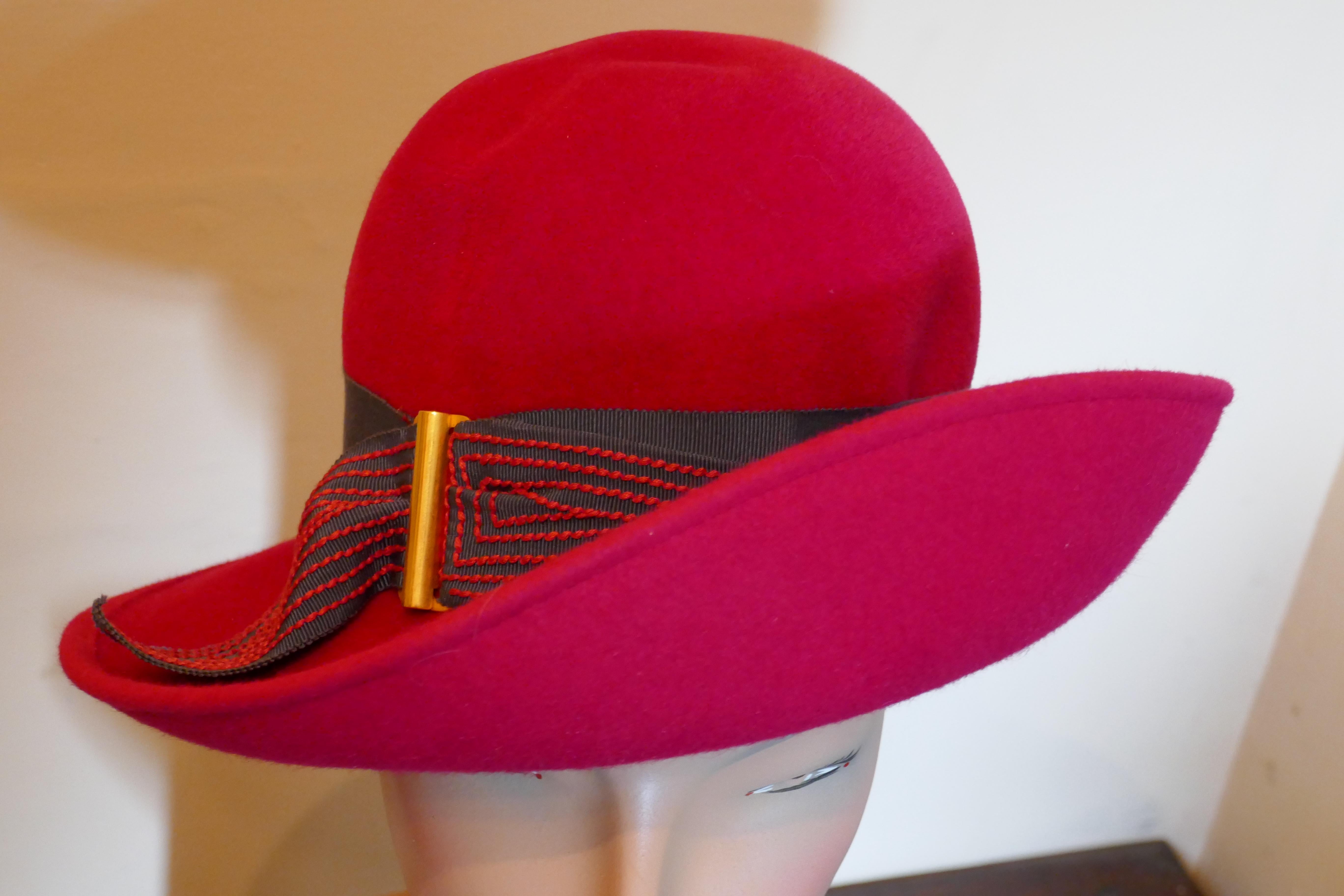 Stunning 1960s Vintage Magenta Felt Wool Cloche Hat, at 1stDibs