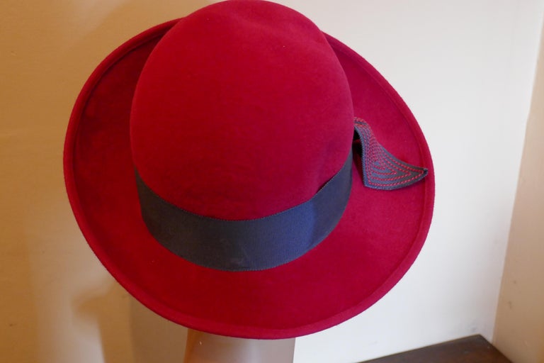 Stunning 1960s Vintage Magenta Felt Wool Cloche Hat, at 1stdibs
