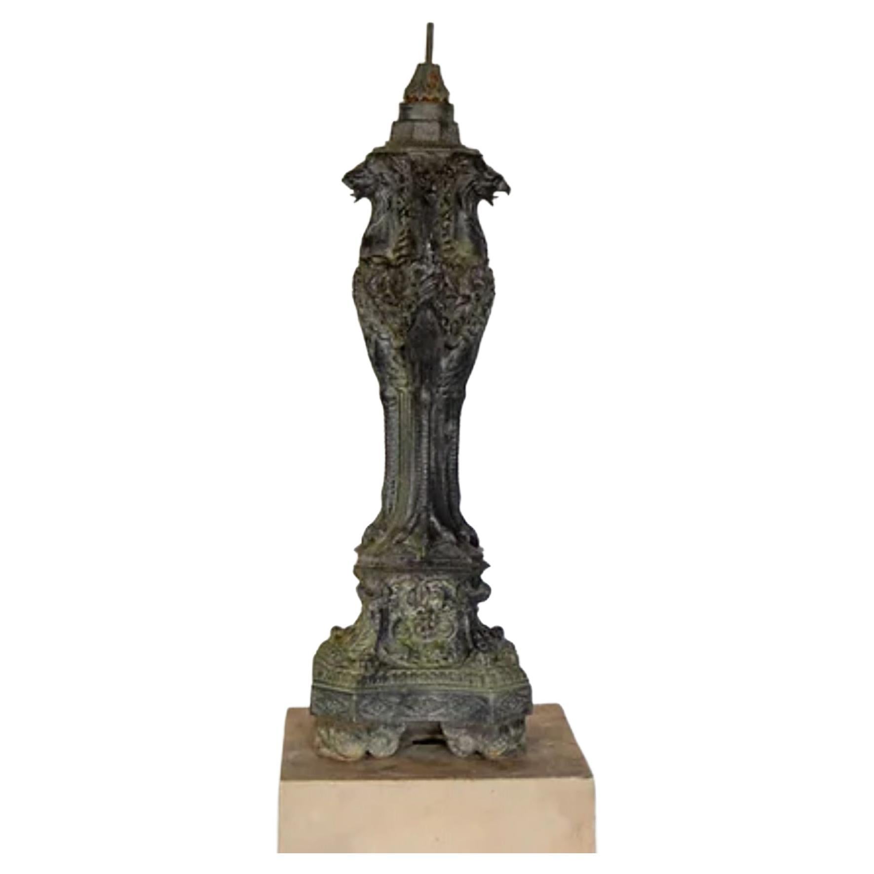 19th Century French Cast Iron Lamp For Sale at 1stDibs