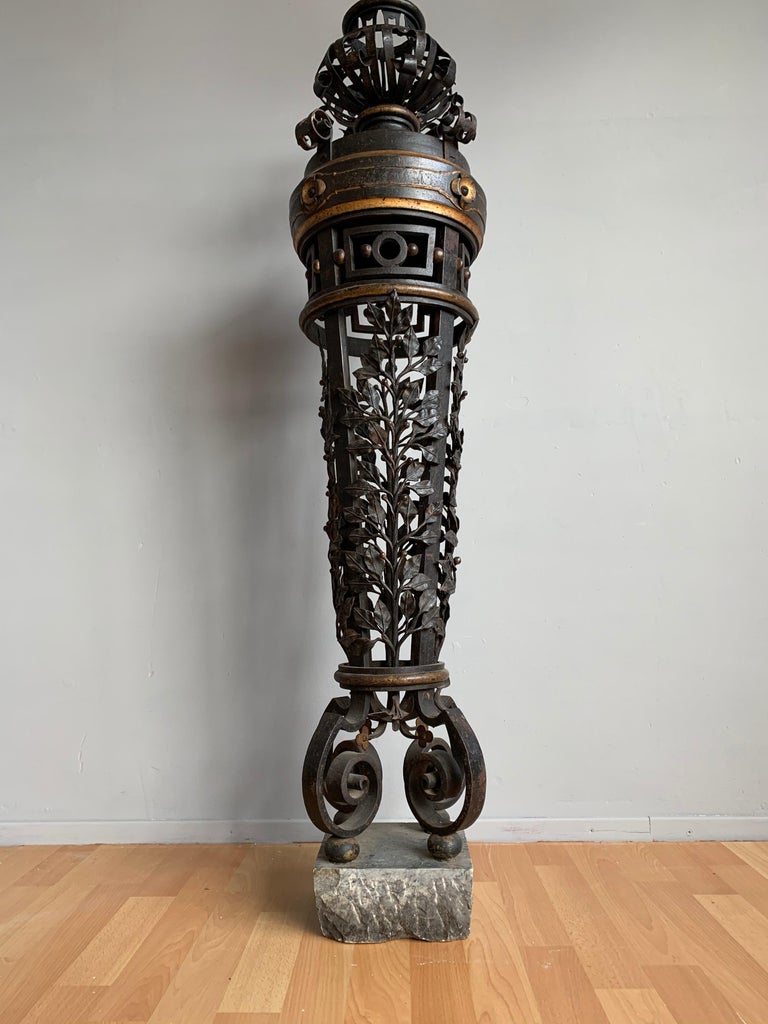 Stunning 19th Century Wrought Iron Newel Post Pedestal / Display Stand ...