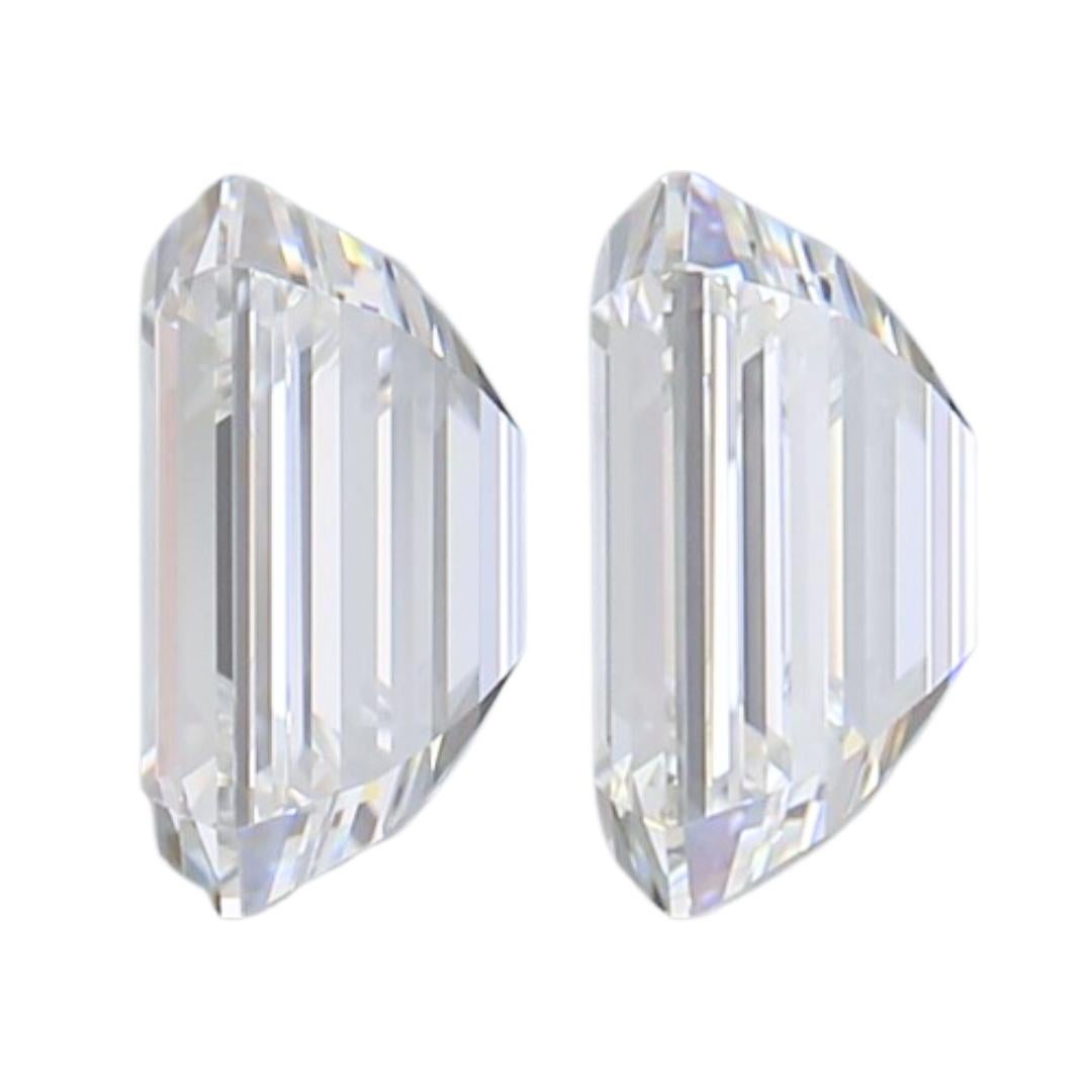 Stunning 2.01ct Double Excellent Ideal Cut Emerald Cut Pair of Diamonds ...