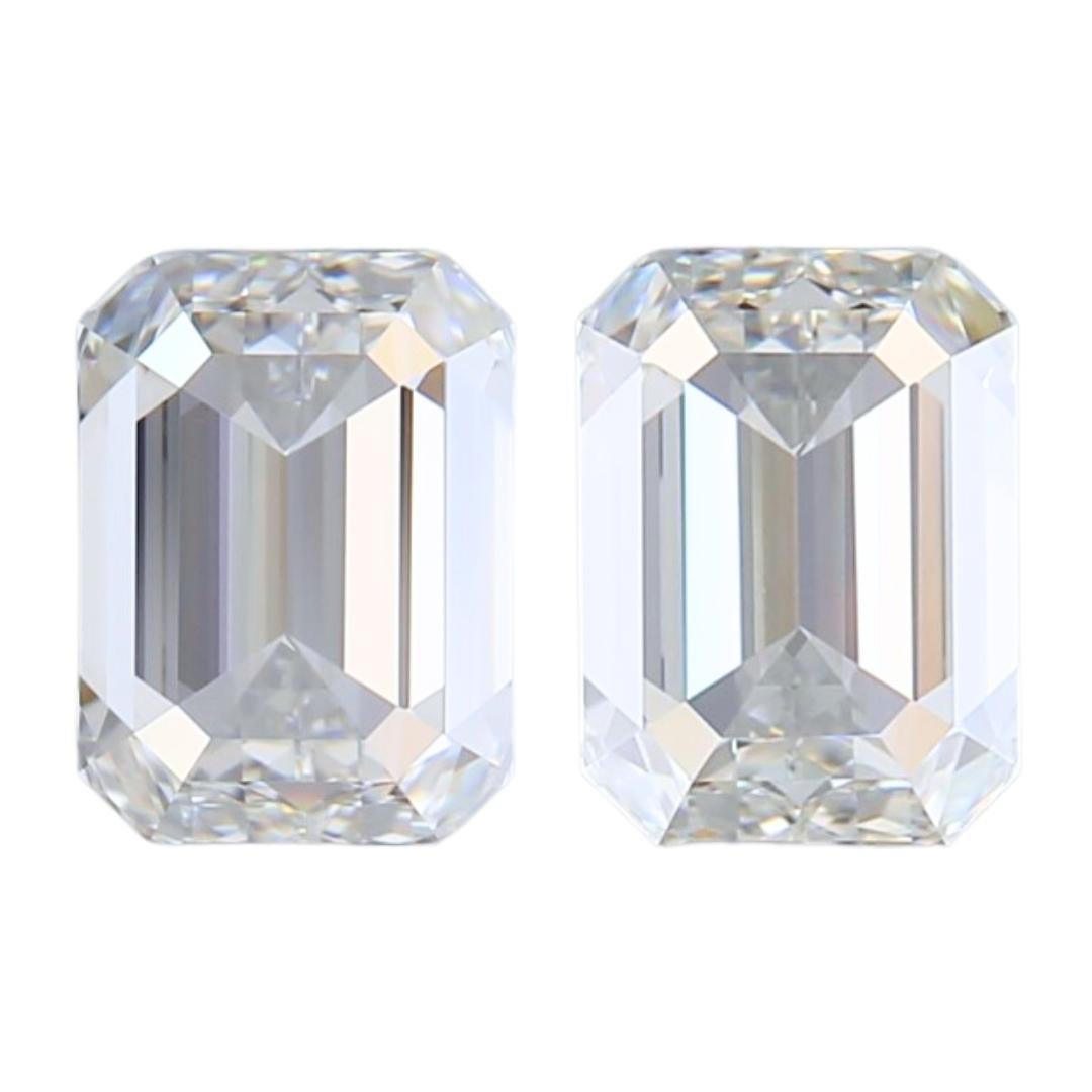 Stunning 2.01ct Double Excellent Ideal Cut Emerald Cut Pair of Diamonds ...
