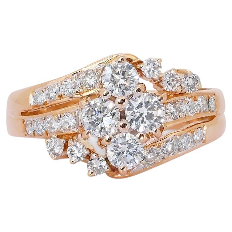 Glamorous 18k Yellow Gold Antique Style Ring w/ 0.83ct Natural Diamonds ...