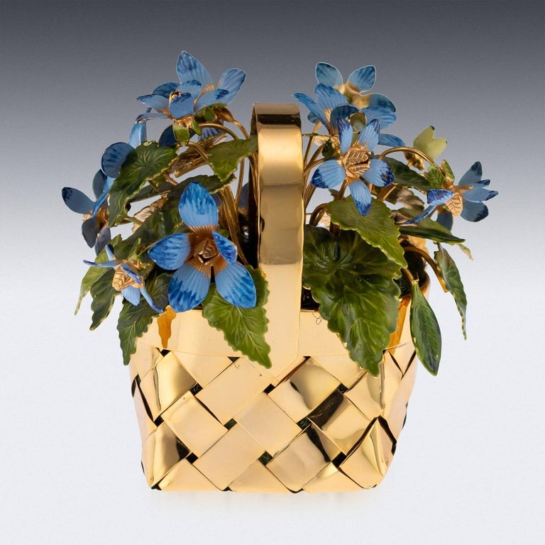 Stunning French Silver-Gilt and Enamel Basket of Flowers by Cartier ...